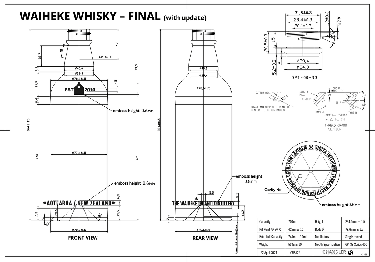 Our bespoke 700ml bottle design, a first look.